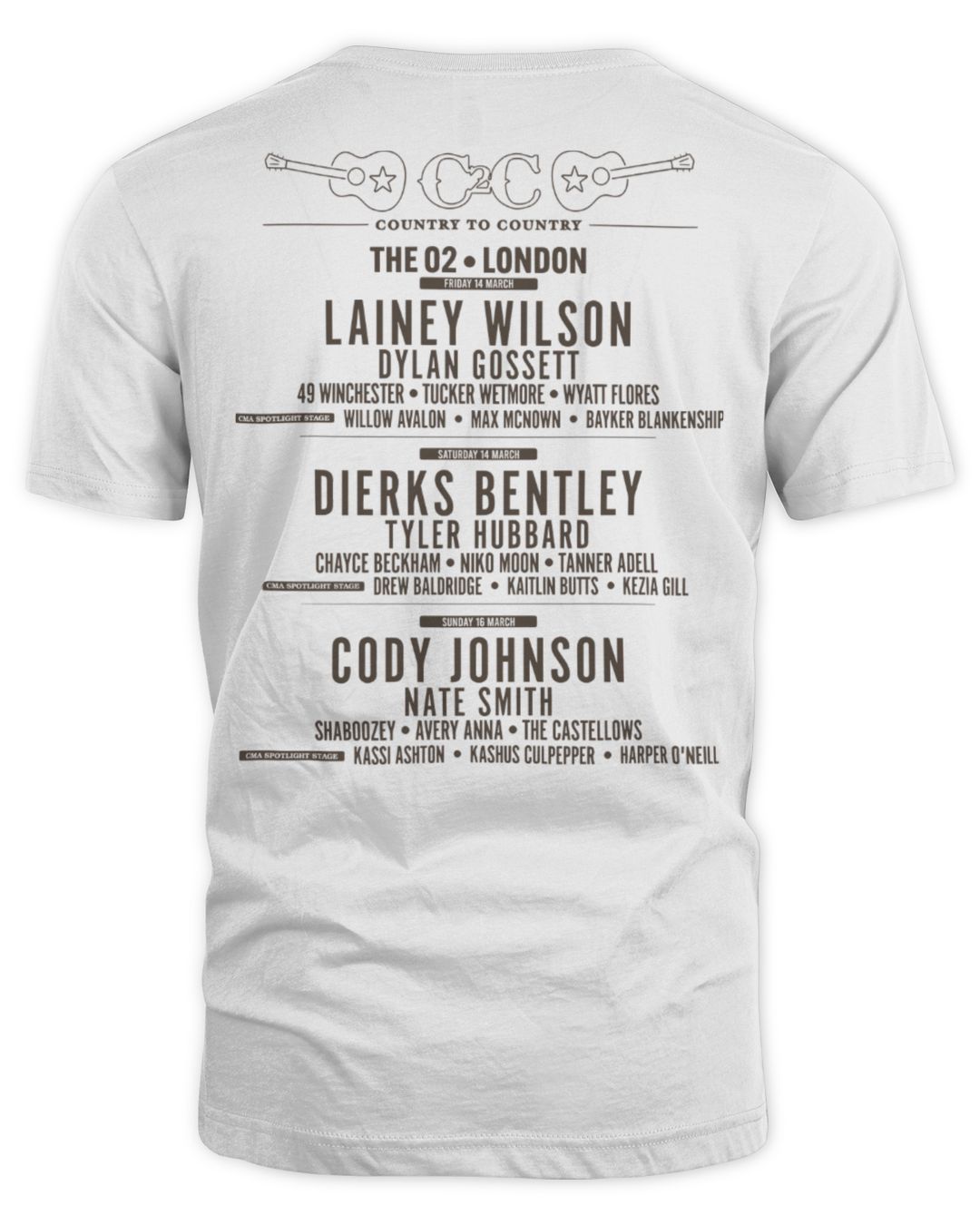 C2c Merch 2025 London Line Up Shirt